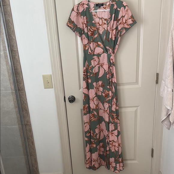 Aakaa | Dresses | Aakaa Floral Pink And Green Maxi Dress | Poshmark